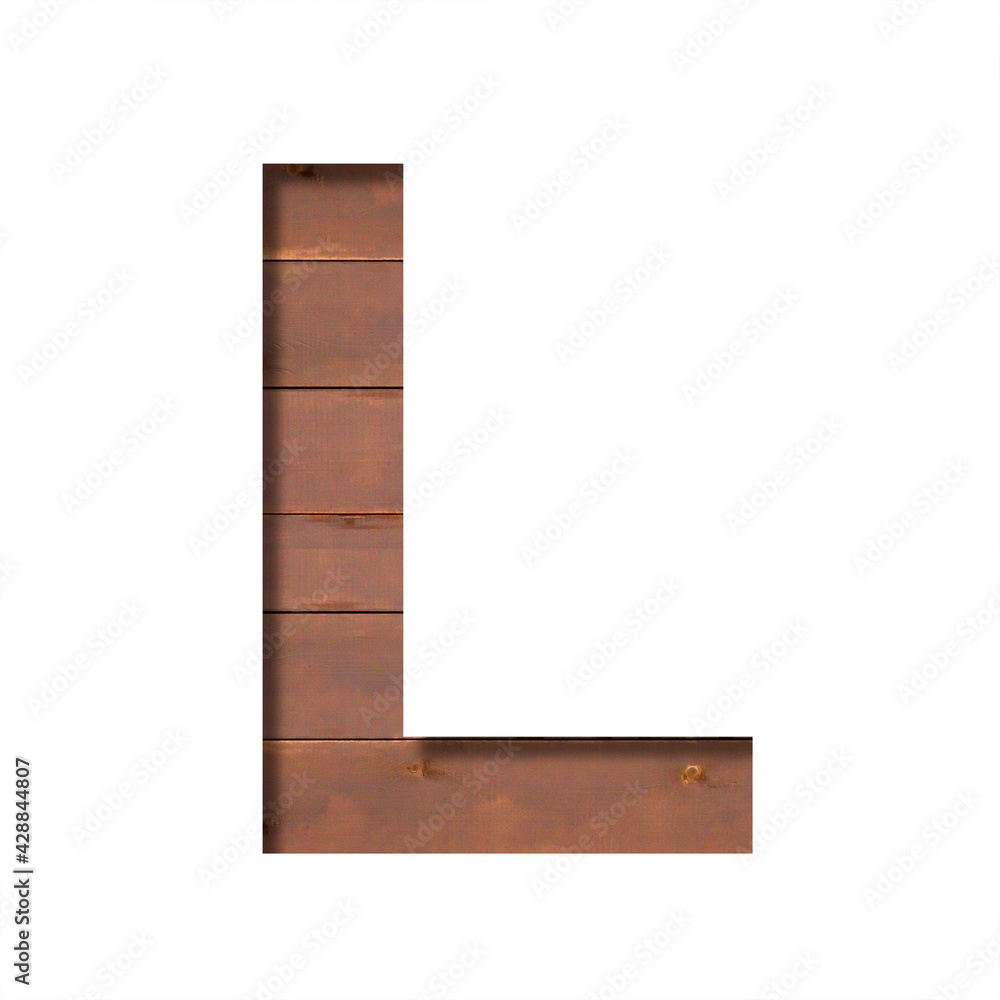 Font on texture of wooden boards. Letter L, cut out of paper on a ...