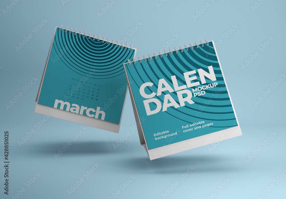 Square Desk Calendar Mockup Stock Template | Adobe Stock