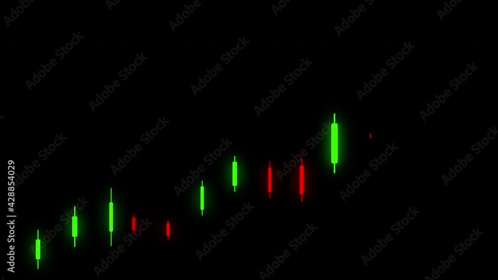 4K candlestick chart on black screen. Japanese candlestick graph in the ...