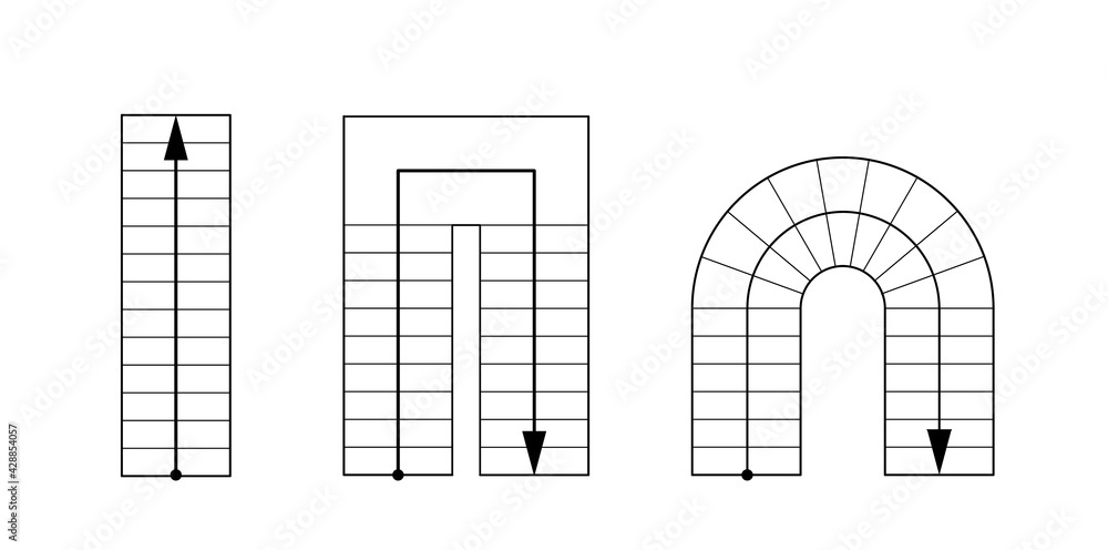 Drawing stairs, stairway top view. Architectural set. Stock Vector ...