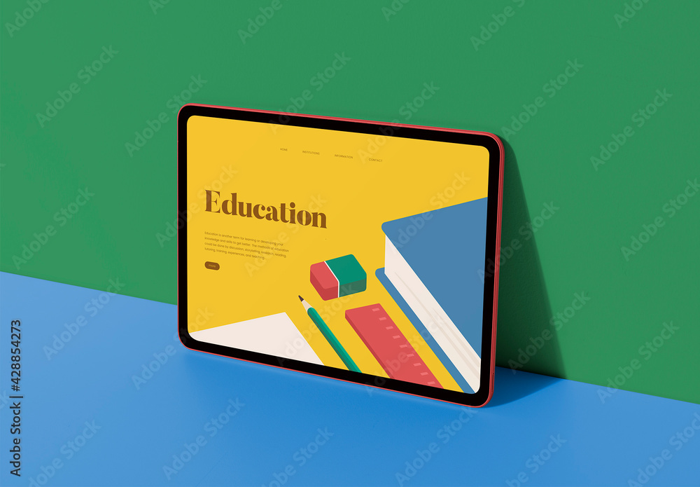 Tablet Screen Mockup on Colorful Background Stock Template | Adobe Stock
