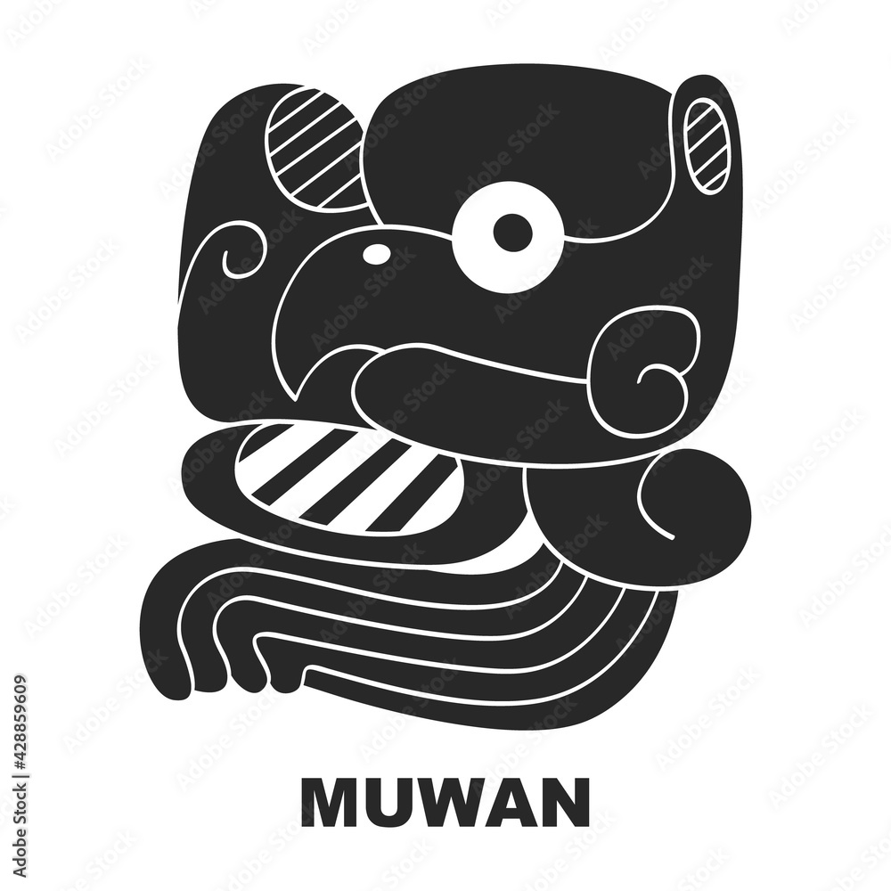 Vector icon with Glyph from Maya Haab calendar. Calendar month symbol ...