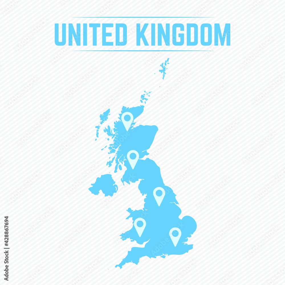 United Kingdom Simple Map With Map Icons Stock Vector | Adobe Stock