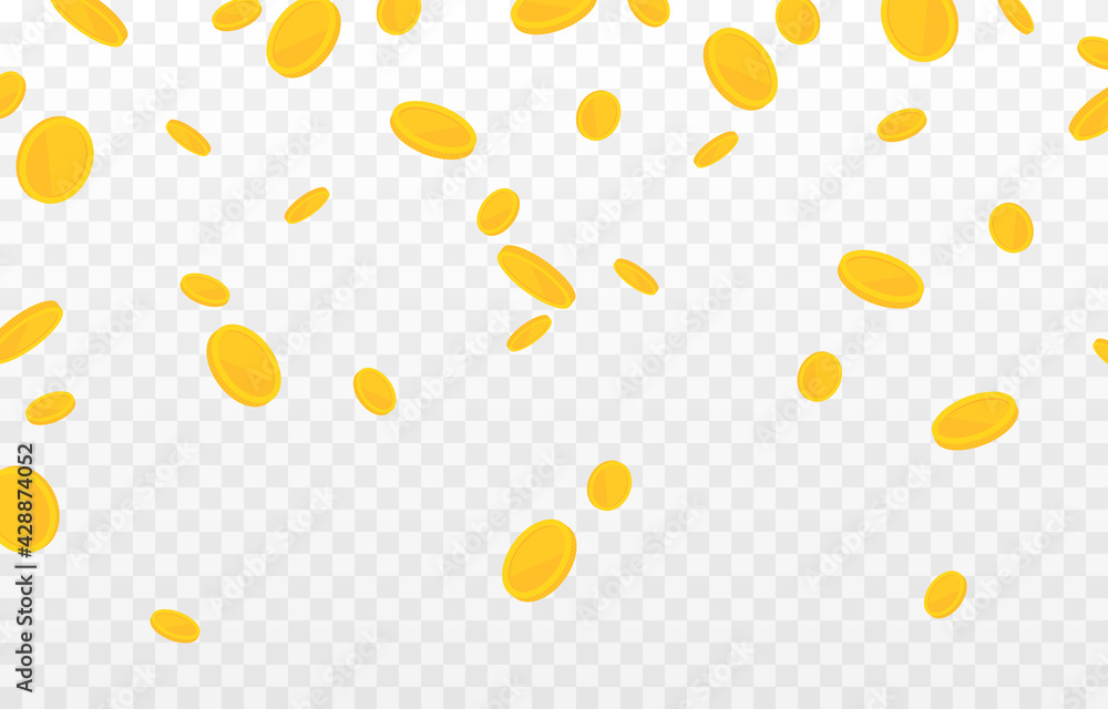 Vector gold coins fall from the sky. PNG money, png coins. Explosion of ...