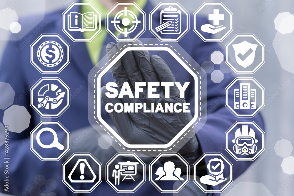 Concept of safety compliance standards. Business and industry safety ...