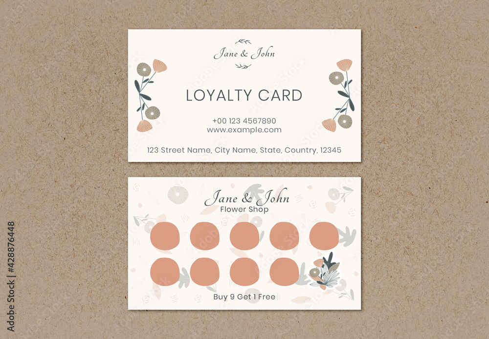 Floral Loyalty Card Design Layout Stock Template | Adobe Stock
