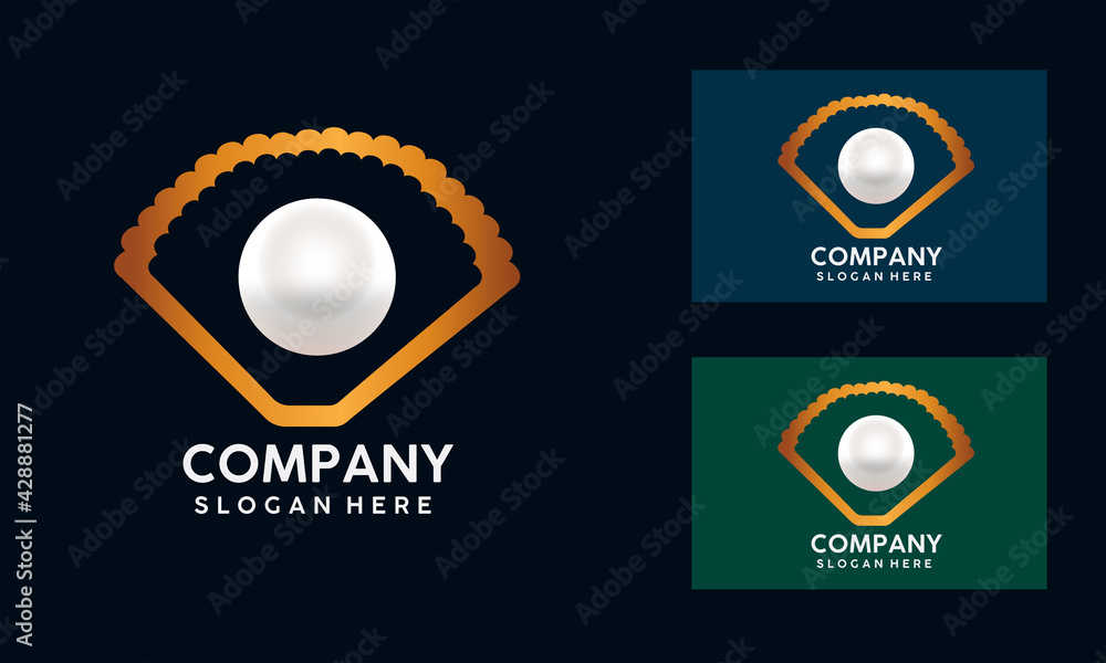 golden shell with pearl logo. Luxury gold creative minimalist jewelry ...