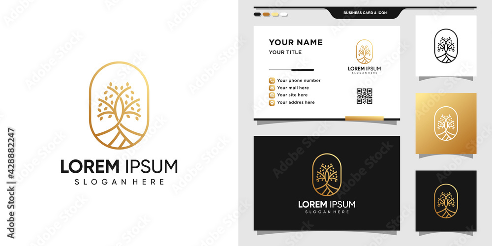 Tree logo with creative concept and business card design. Natural, Tree ...