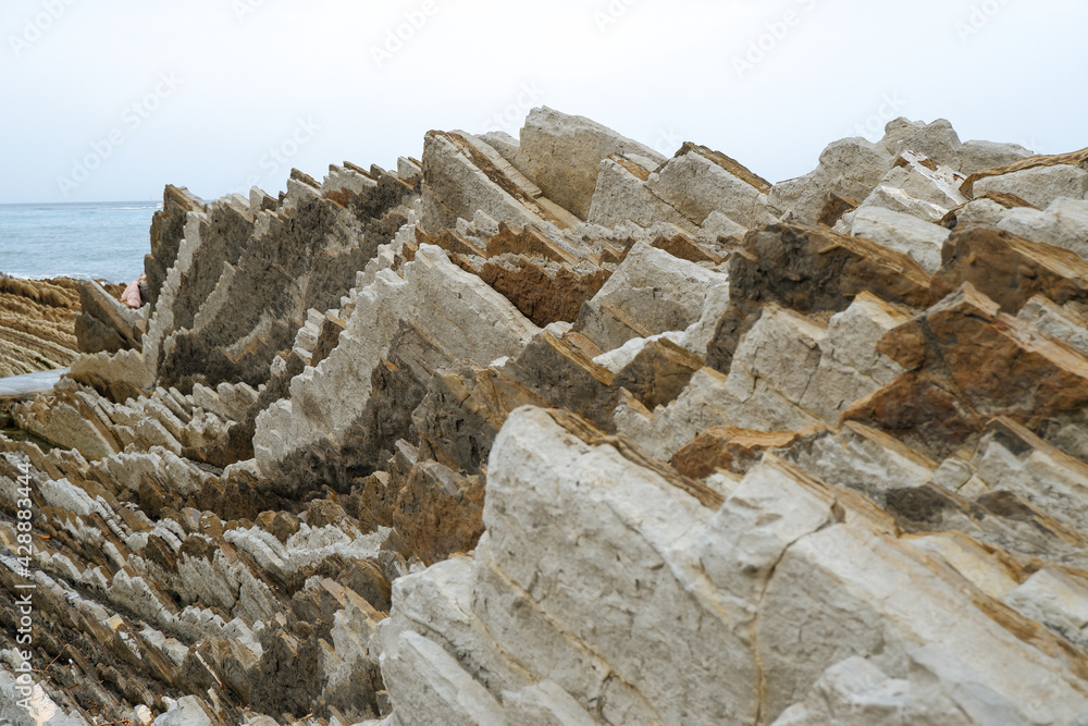 Layers of flysch, flysch cliffs, Basque coast UNESCO Global Geopark ...