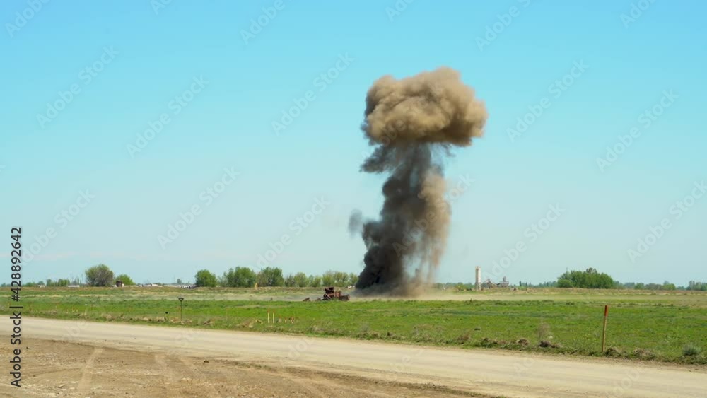 Destruction of anti-tank mines Exploding mines After the war Stock ...
