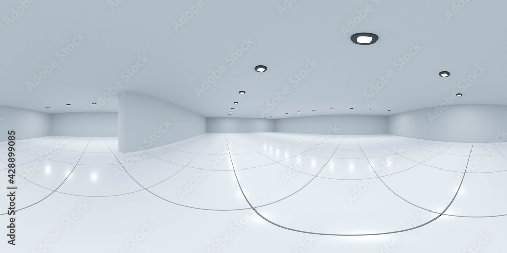 360 spherical panorama view of big white empty modern technology ...