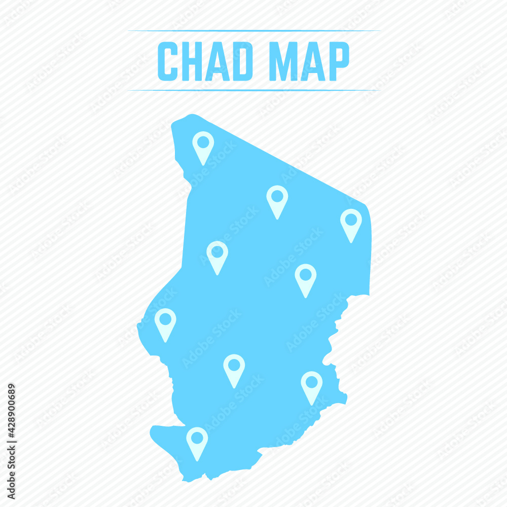 Chad Simple Map With Map Icons Stock Vector | Adobe Stock