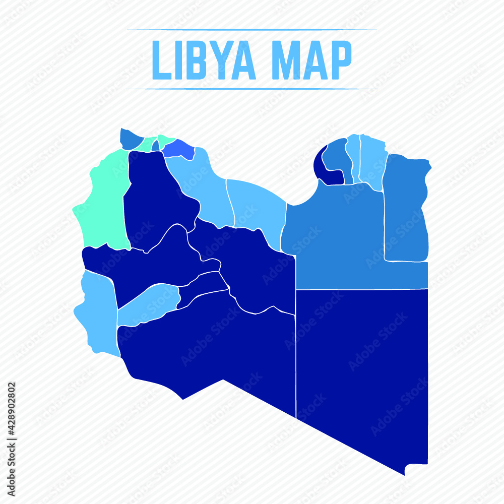 Libya Detailed Map With Regions Stock Vector | Adobe Stock