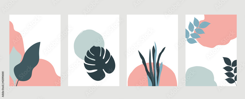 Abstract plant art Vector illustration in flat design Set of four ...