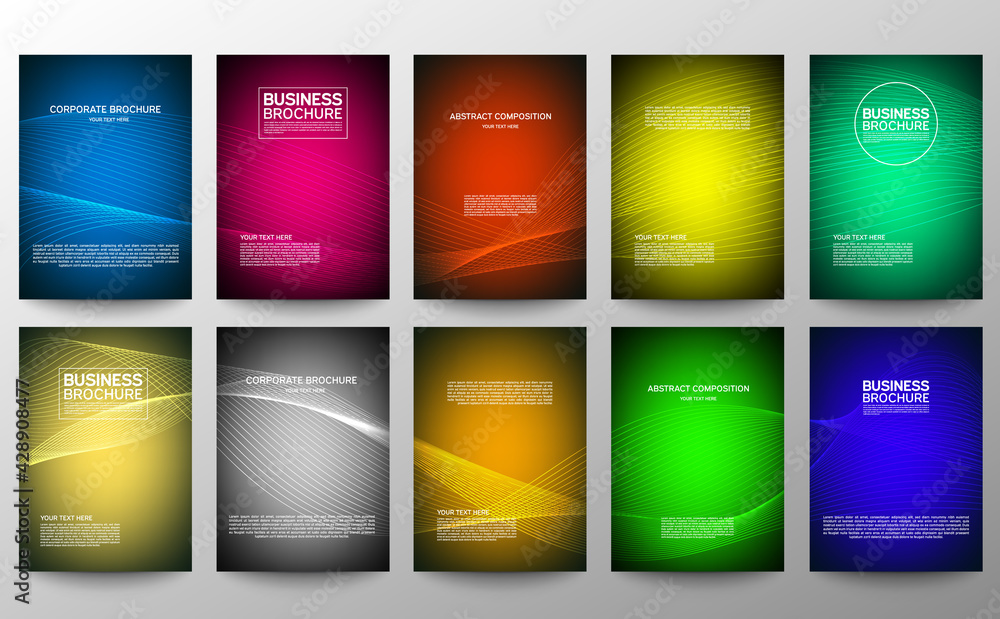 Cover geometric minimal. Set. Vector abstract line pattern for poster ...