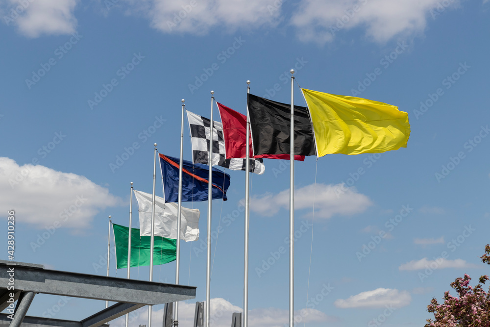 The seven flags of racing. Stock Photo | Adobe Stock
