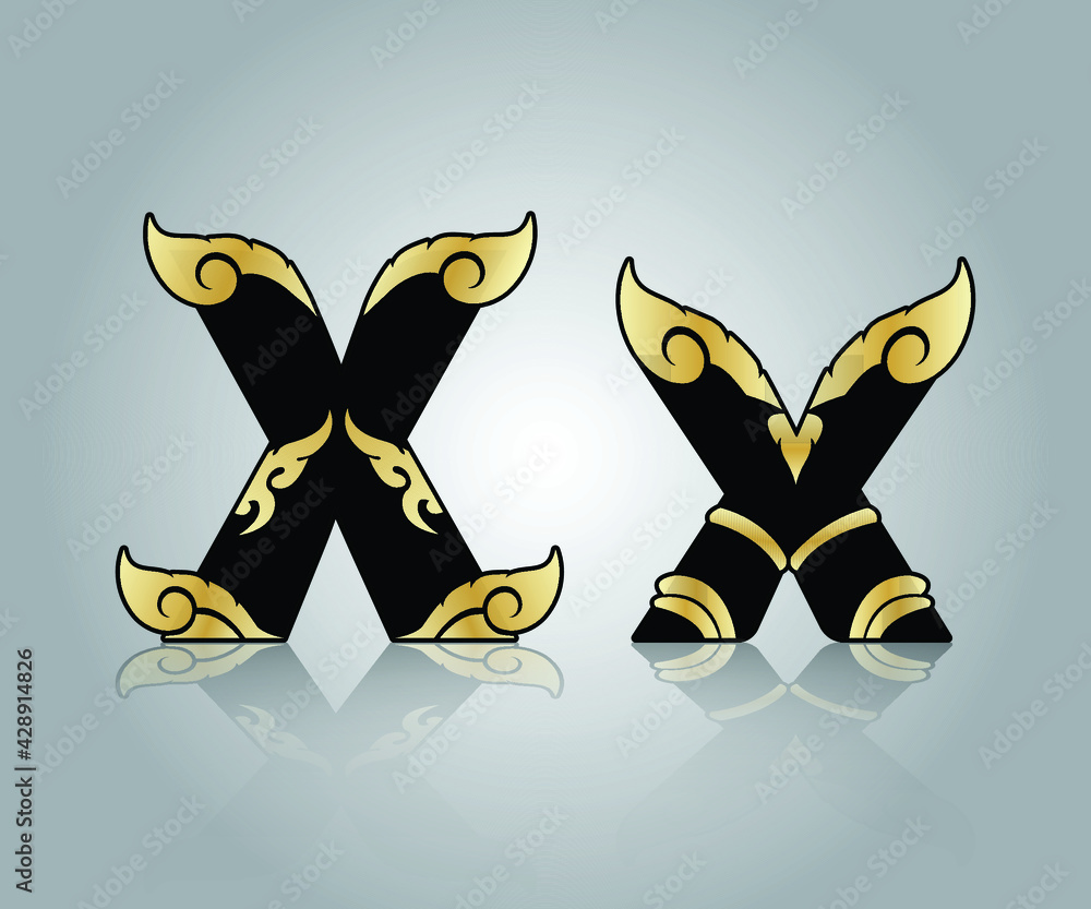 Alphabet Letter x with Abstract Line Laos, Art Font designed for ...