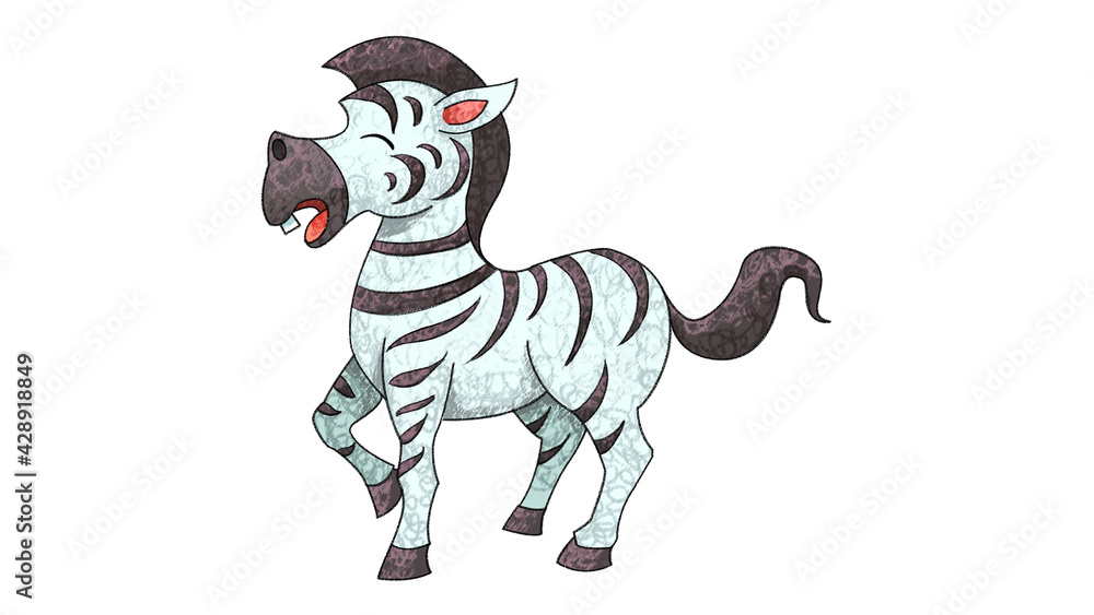 Cartoon Zebra Drawing. cute animal oil pastel drawing crayon doodle for ...
