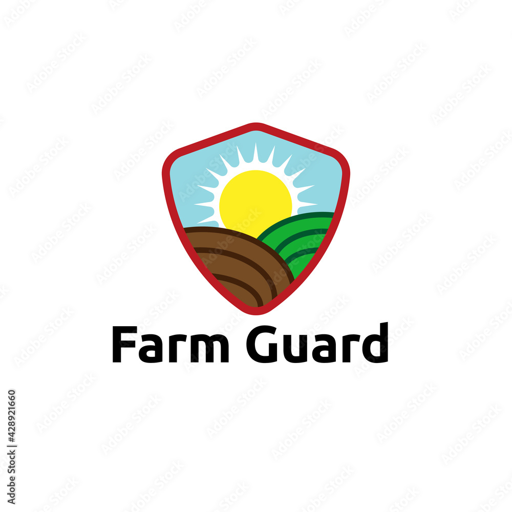 Farm guard with sun logo vector concept, icon, element, and template for company Stock Vector ...