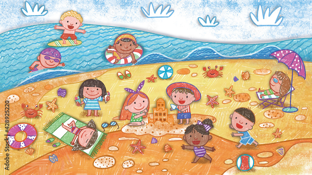 Beach Drawing For Children