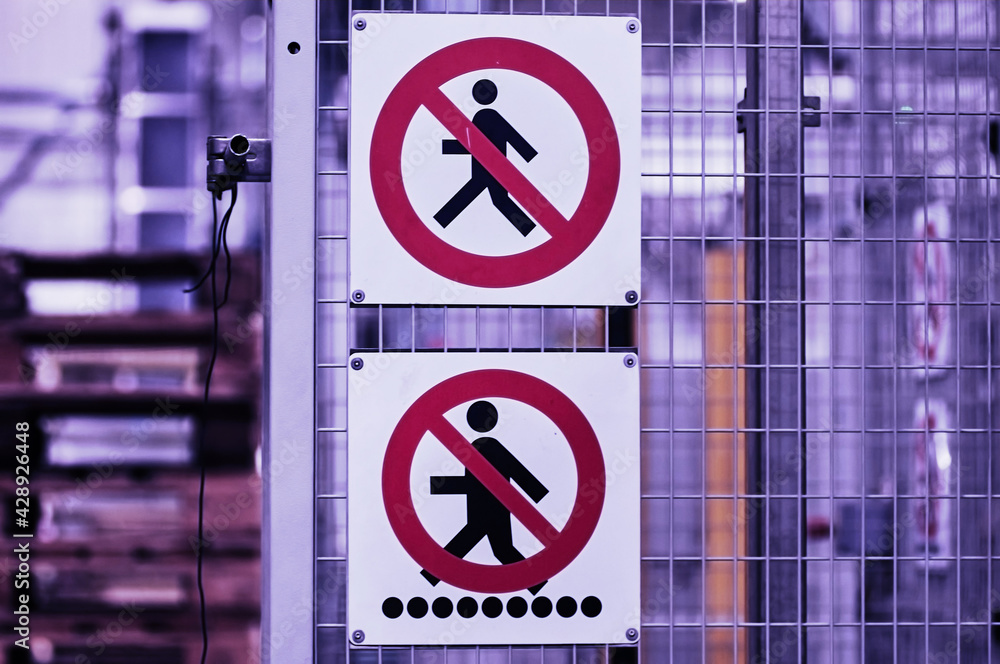 Factory safety no traspassing sign guidelines warnings Stock Photo ...