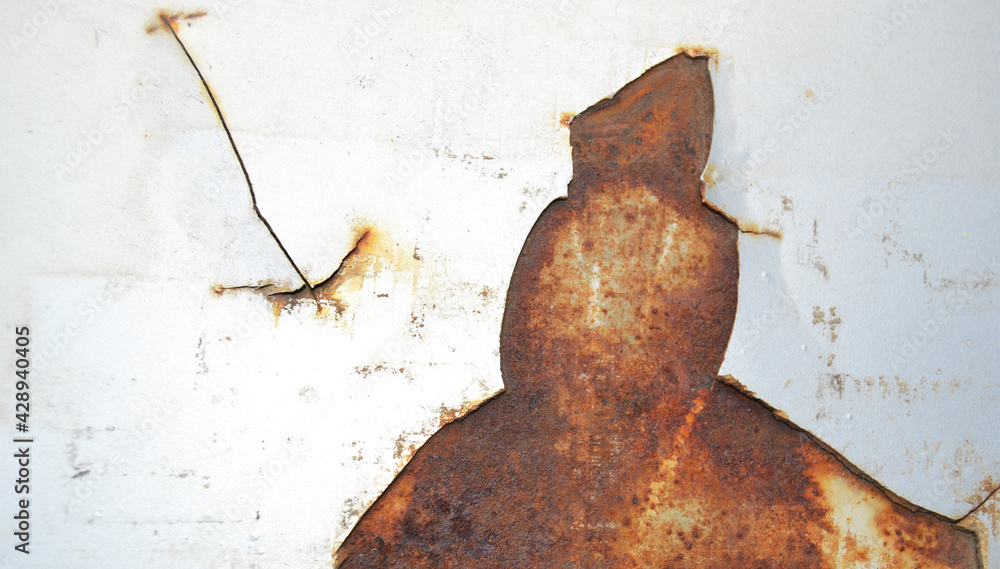 Rust forming on the metal hood car surface. Uniform corrosion on the ...