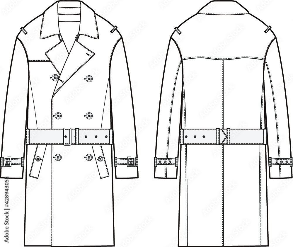 Coat fashion flat sketch template Stock Vector | Adobe Stock