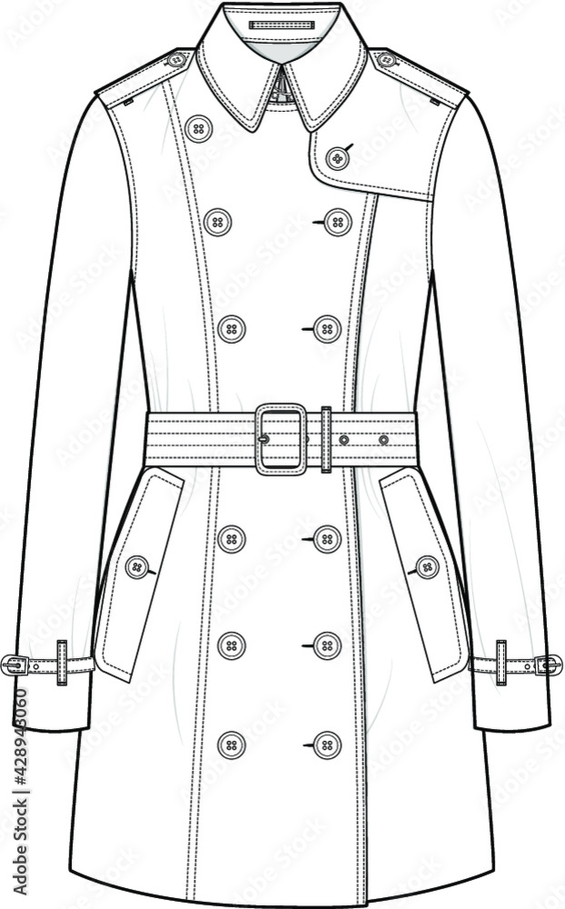 Coat fashion flat sketch template Stock Vector | Adobe Stock