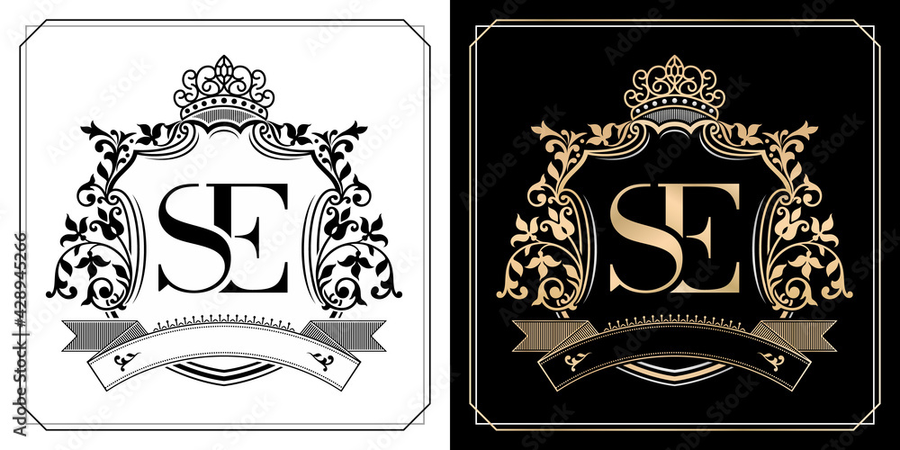 SE royal emblem with crown, initial letter and graphic name Frames ...