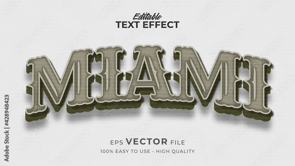 Editable text style effect - Miami Retro text style theme Stock Vector ...