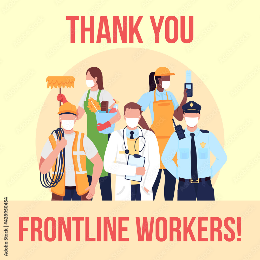 Essentials employees social media post mockup. Thank you frontline ...