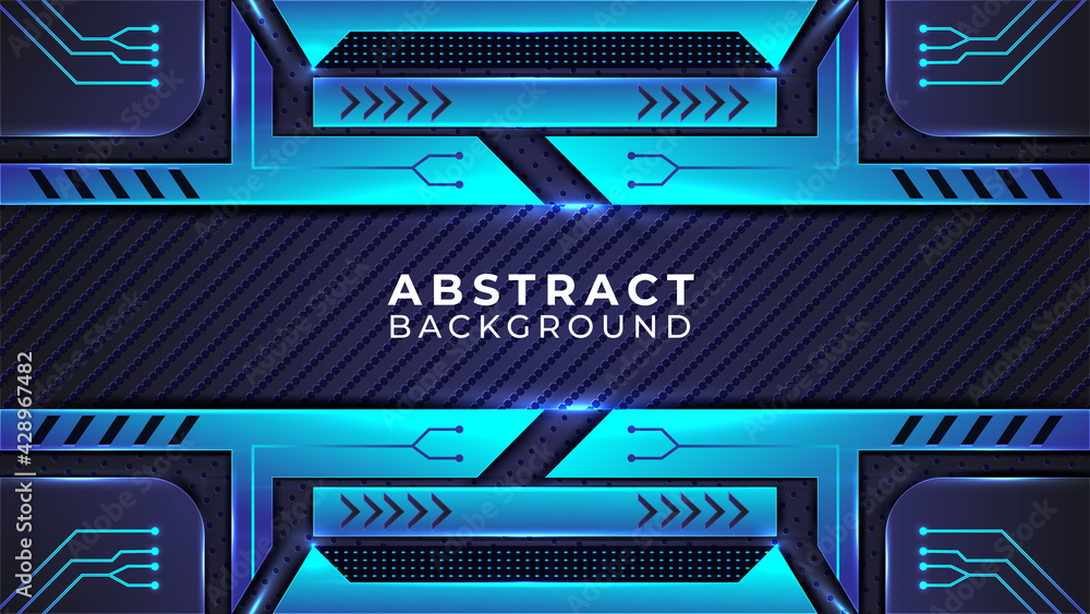 Abstract modern shape and gradient metallic background with Cyan color ...