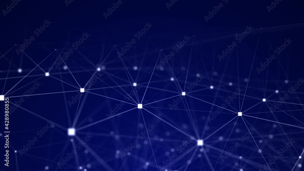 Vidéo Stock Digital blockchain concept and data transfer system. Abstract wireframe background ...