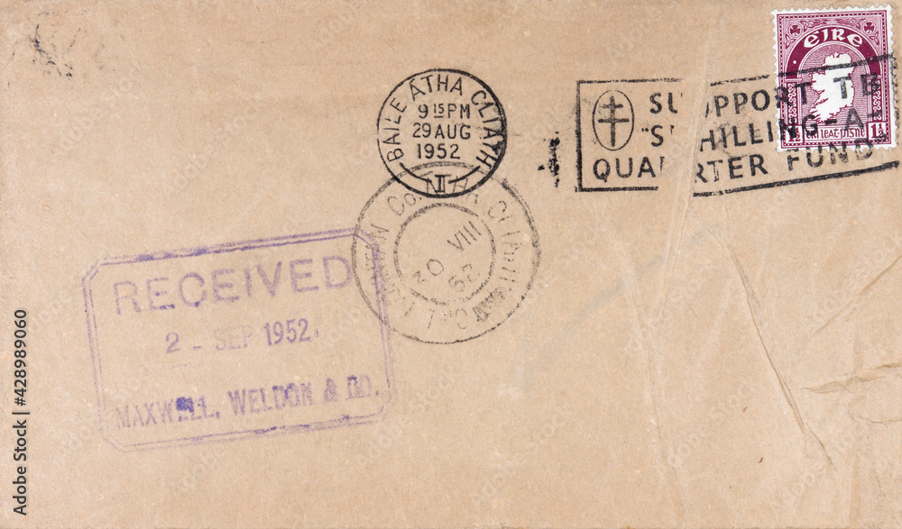 briefumschlag envelope ireland irland eire vintage retro alt old ...