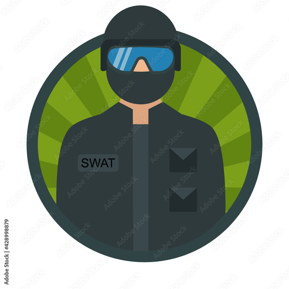 SWAT police Officer Concept, law enforcement persona Vector Round Icon ...