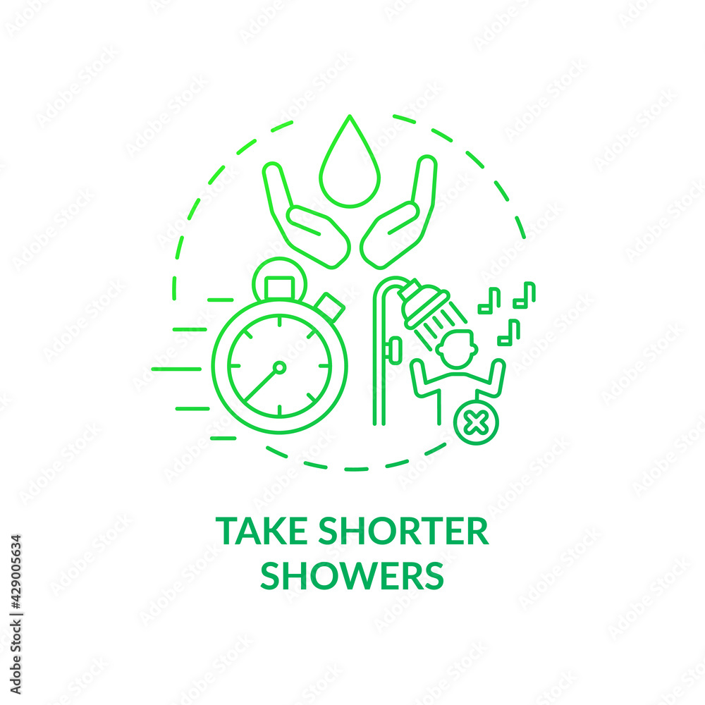 Take Shorter Showers Ideas Concept Icon Sustainable Tourism Ideas