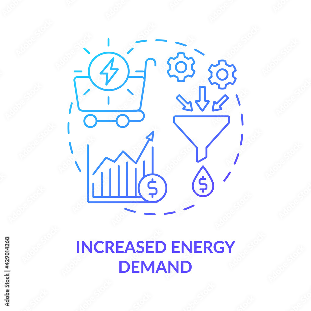 Increased energy demand concept icon. Industry trend idea thin line ...