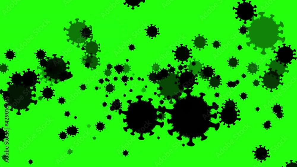 Coronavirus germs are flying in the air and attacking movement. Covid ...