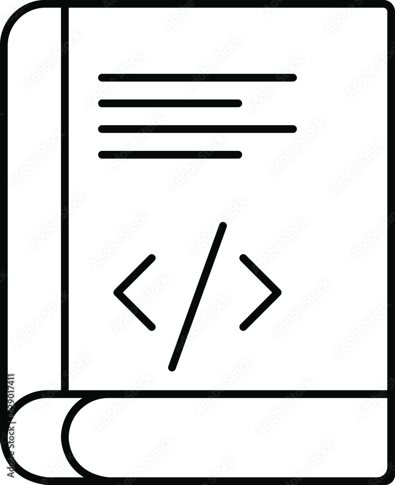Handbook Concept, Computer Language Book Vector Color Icon Design, Software and web development ...