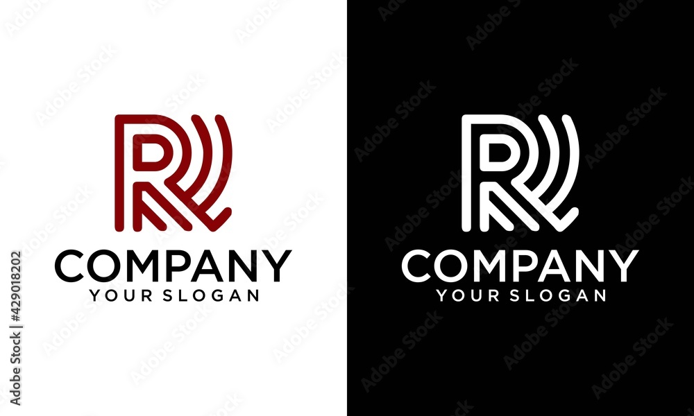circle letter R Red logo template. letter R logo with simple style on ...