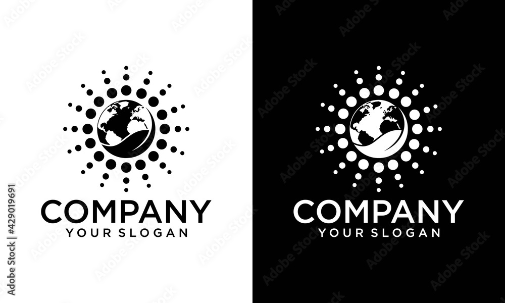 Vector of a earth and leaf logo combination. Planet and eco symbol or ...