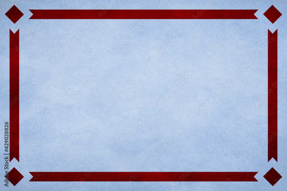 Sky blue textured parchment paper background with red ribbon border ...