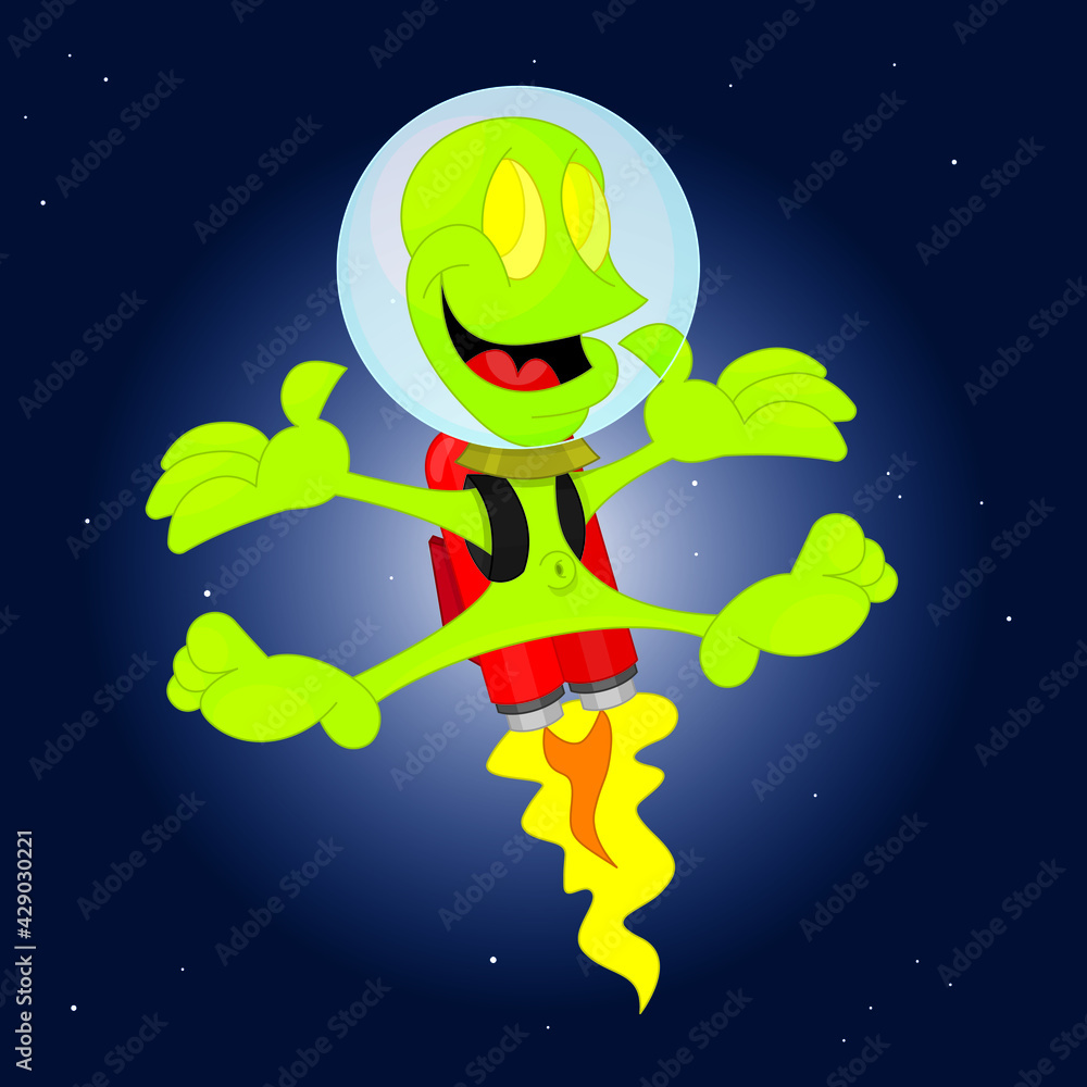 cartoon of an alien in outer space Stock Vector | Adobe Stock