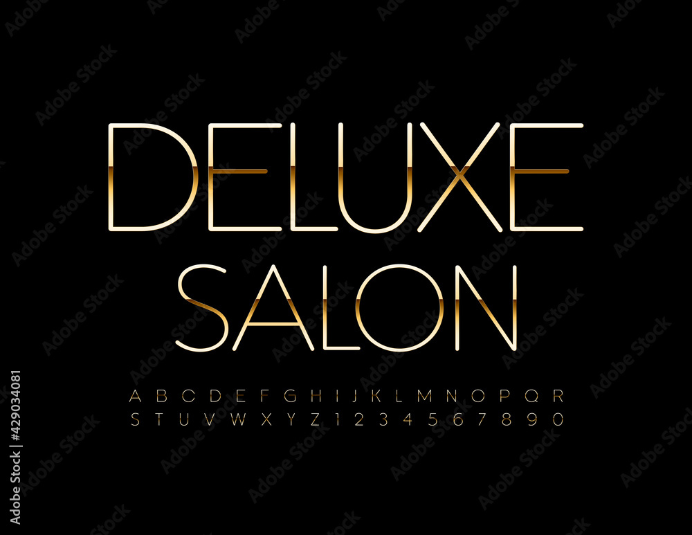Vector elegant logo Deluxe Salon. Premium Slim Font. Chic Golden ...