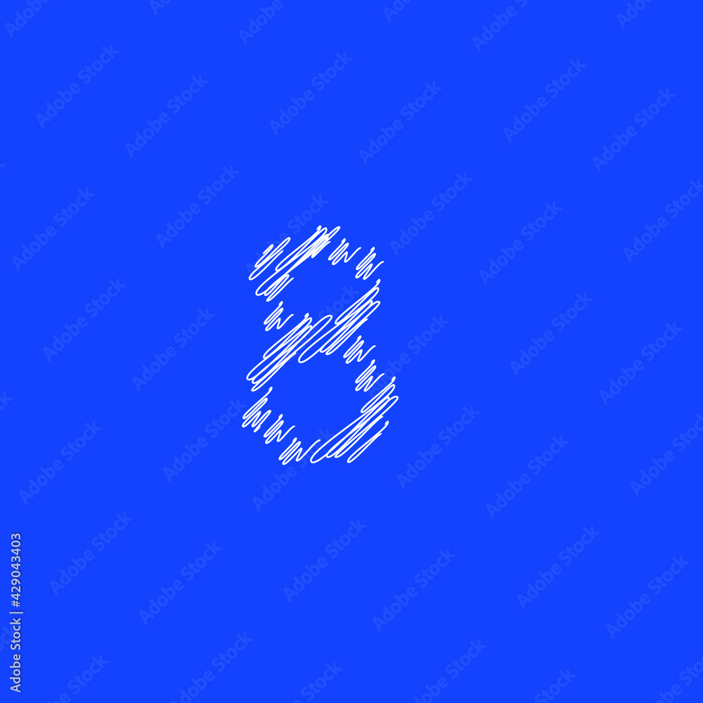 symbol number 8 with sketch appearance on cobalt blue background Stock ...