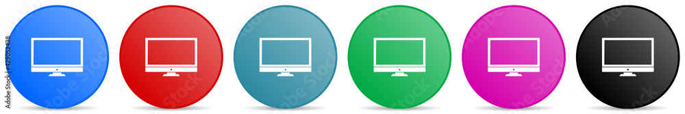 Screen, monitor, display, computer vector icons, set of circle gradient ...
