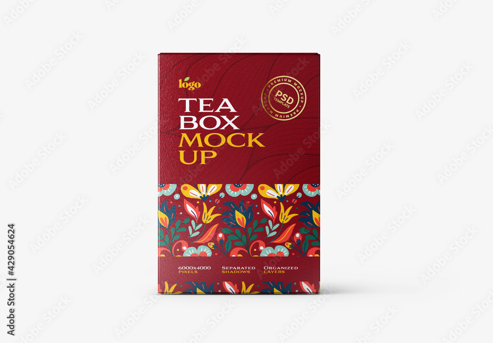 Tea Box Packaging Mockup สต็อกเทมเพลต | Adobe Stock