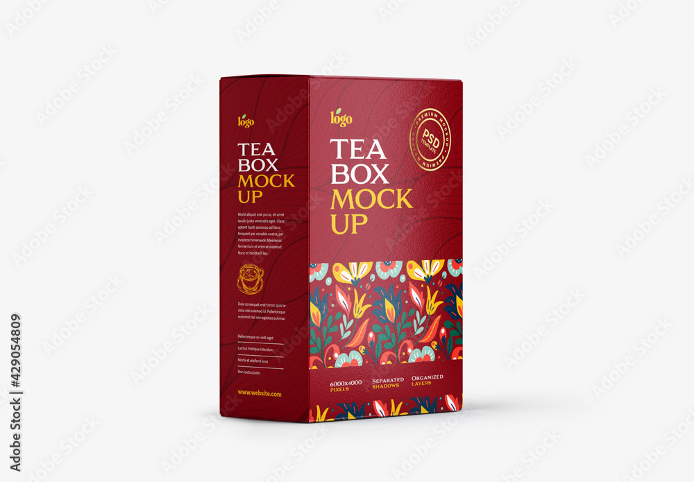Tea Box Packaging Mockup Stock Template | Adobe Stock