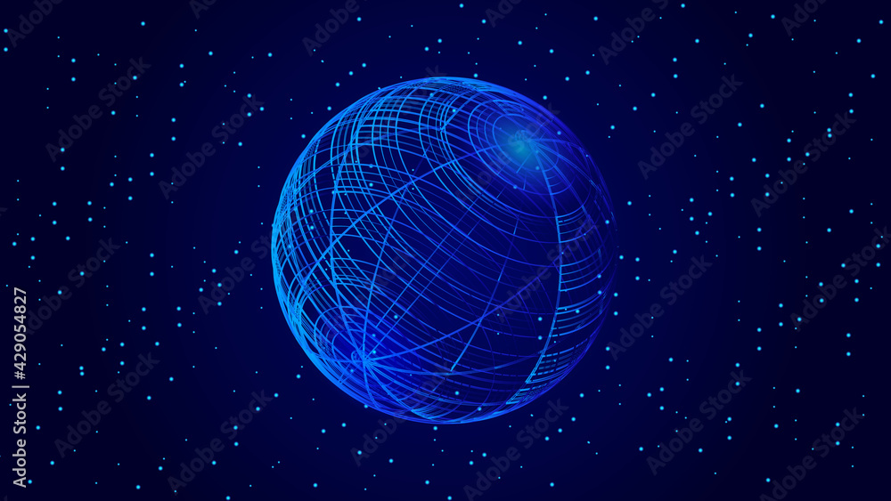 3D earth planet illustration . Digital futuristic technology background ...