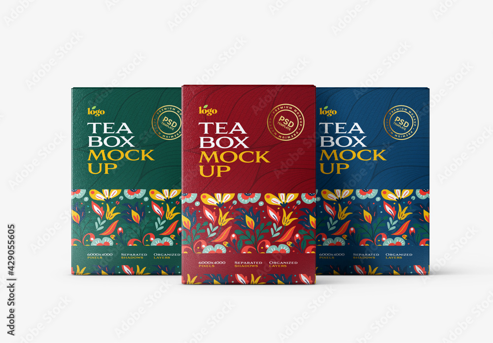 Tea Box Packaging Mockup Stock Template | Adobe Stock